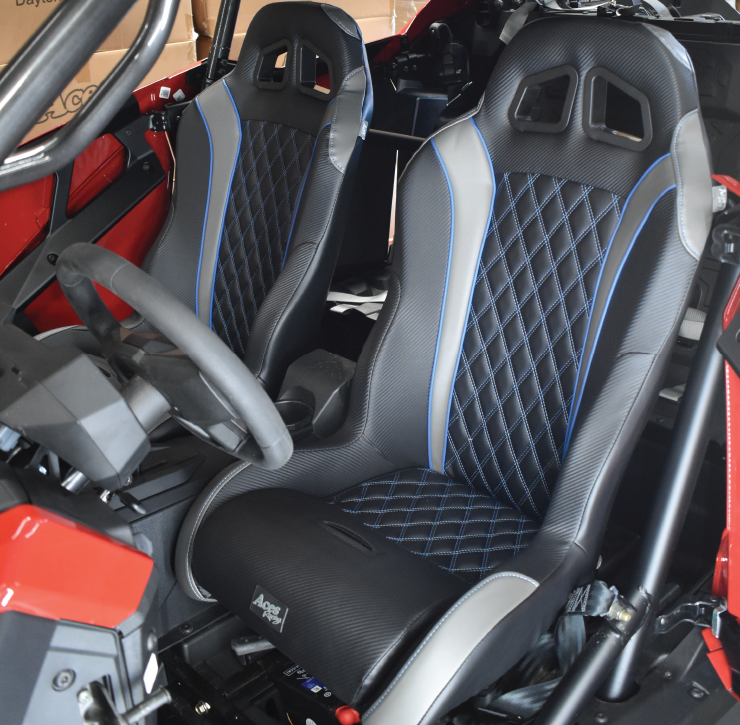 (Blue) Carbon Edition Daytona Seats (With Harnesses) – Aces Racing