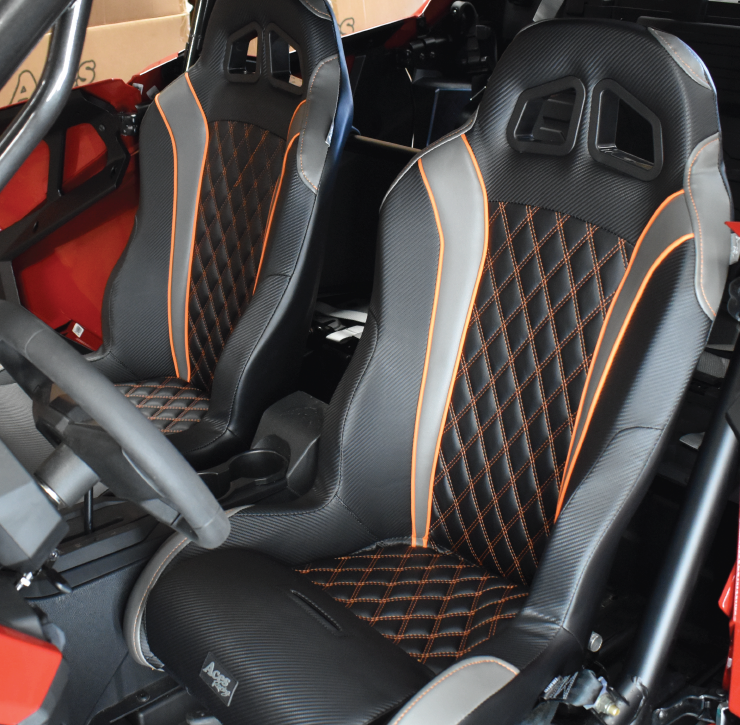 (Orange) Carbon Edition Daytona Seats (With Harnesses) – Aces Racing