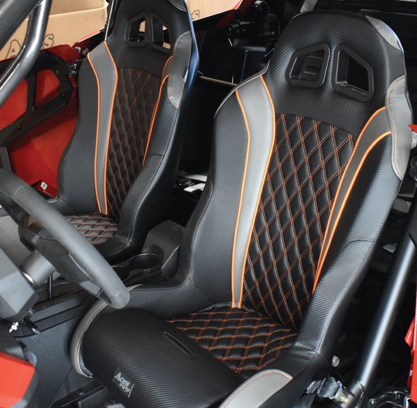 (Orange) Carbon Edition Daytona Seats (With Harnesses) – Aces Racing