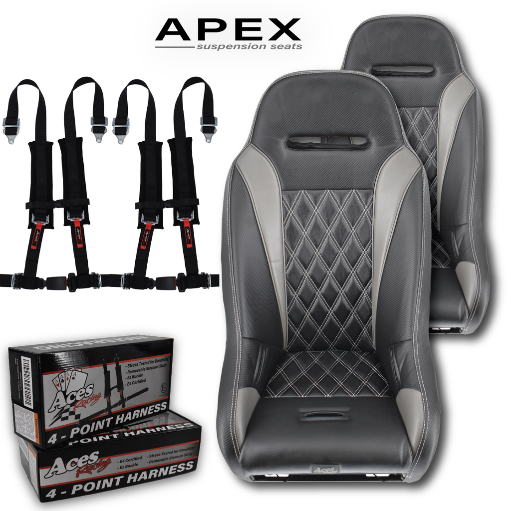 (Grey) Apex Seats (Harness Bundle) – Aces Racing