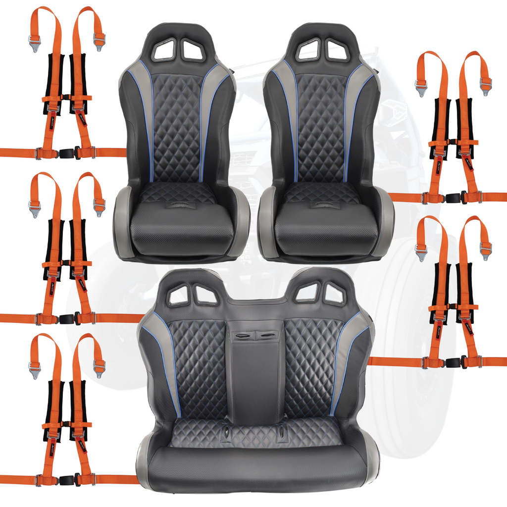 Carbon Edition Daytona Bench Seat Bundle (with Harnesses) RZR 1000/Tur ...