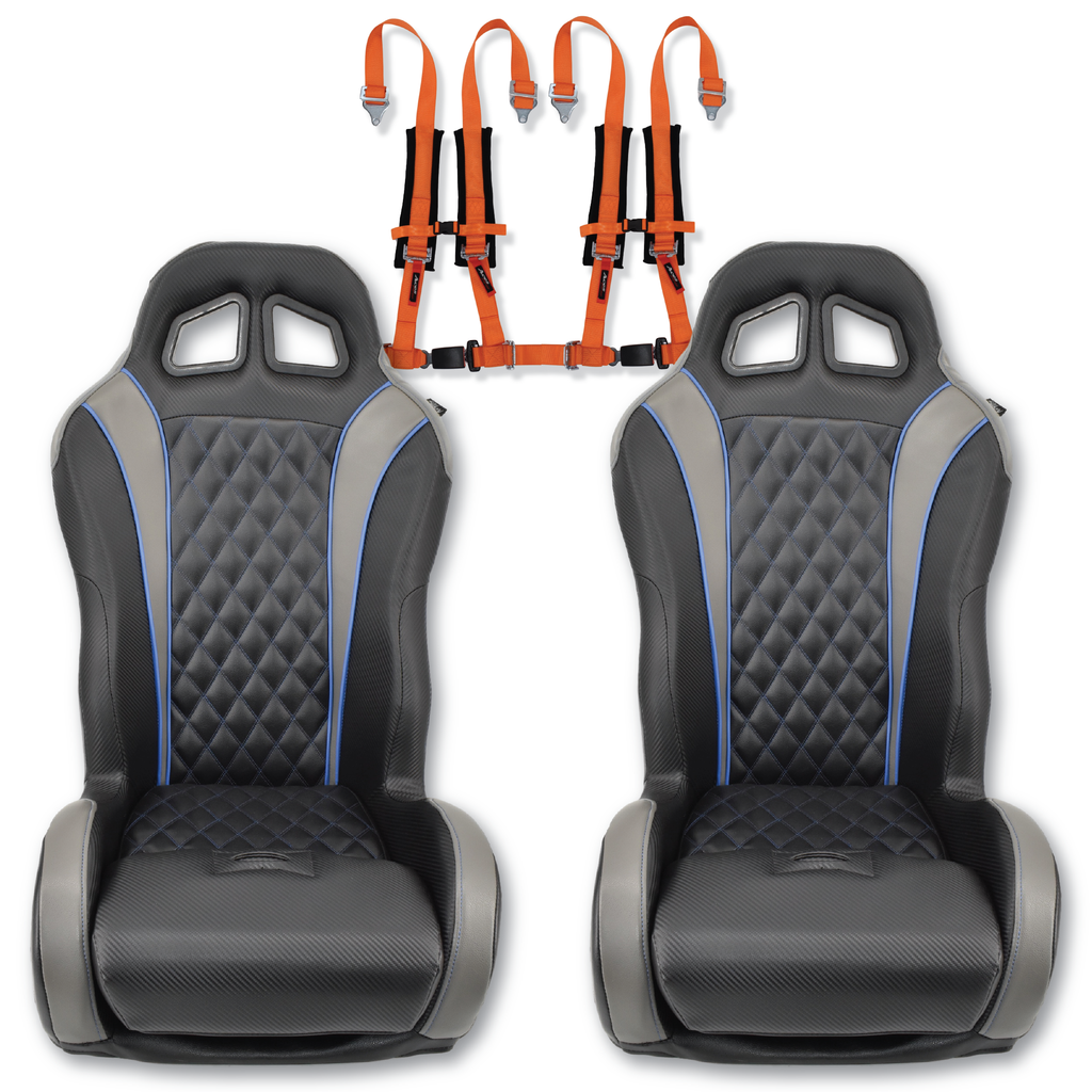 (Blue) Carbon Edition Daytona Seats (With Harnesses) – Aces Racing