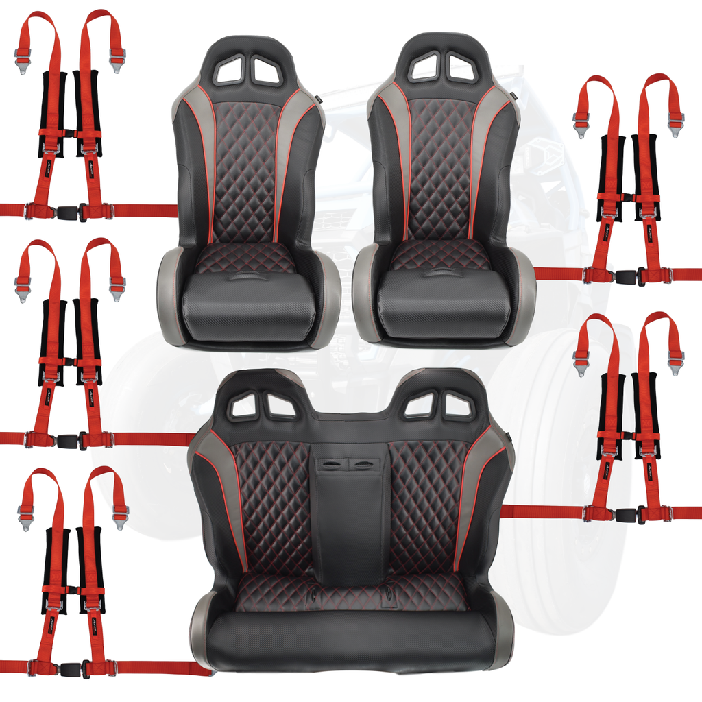 Carbon Edition Daytona Bench Seat Bundle (with Harnesses) RZR 1000/Tur ...